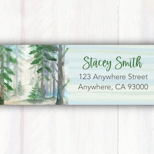 Watercolor Forest Trees Return Address Labels - Personalized Watercolor ...