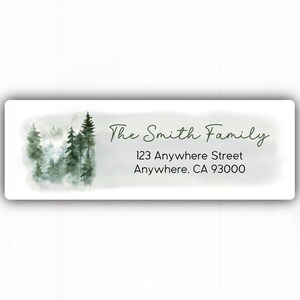 Watercolor Pine Tree Forest Return Address Labels - Return Address ...