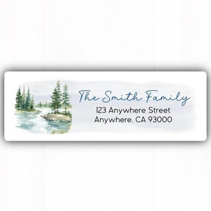 Watercolor Lake and Trees Return Address Labels - Return Address Labels ...