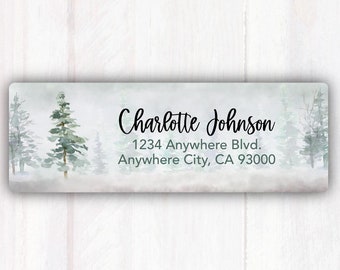 Watercolor Pine Trees Return Address Labels - Personalized Watercolor ...