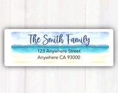 Beach Scene Watercolor Return Address Labels Personalized - Etsy