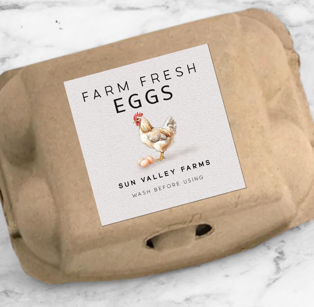 Personalized Farm Fresh Eggs Square Stickers - Custom Chicken Egg ...
