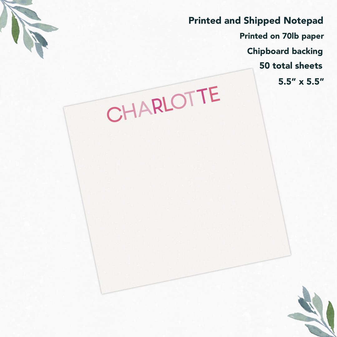 Custom Notepads - Personal Notepads Stationery Set - Personalized Name ...