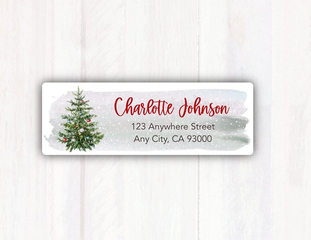 Return Address Labels Christmas Tree - Customized Christmas Address ...