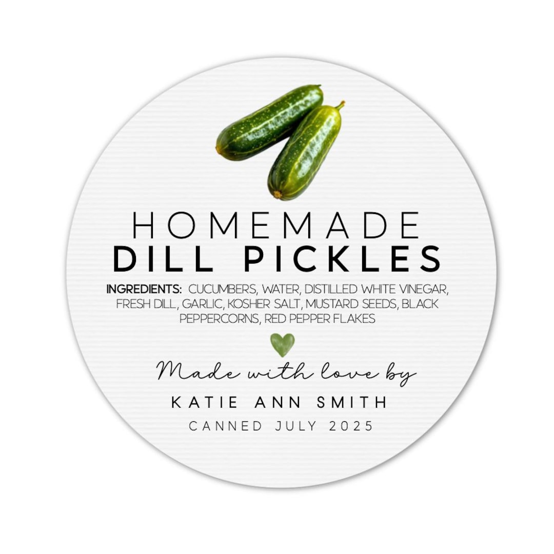 PRINTED: Personalized Dill Pickle Jar Labels – 2" Round Canning ...