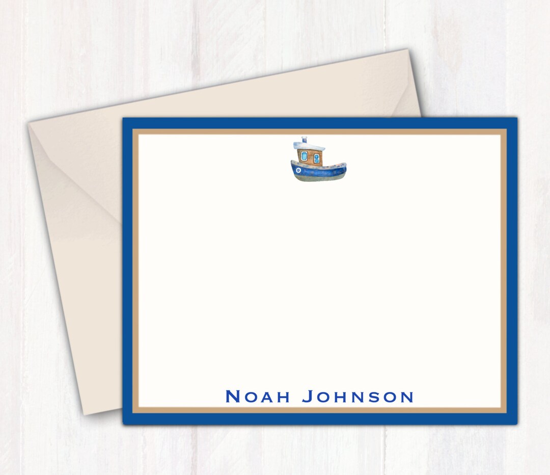 Personalized Boat Stationery - Personalized Note Cards for Boys ...