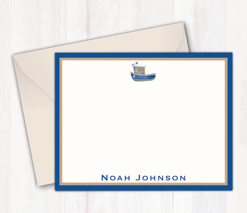 Personalized Boat Stationery - Personalized Note Cards for Boys ...