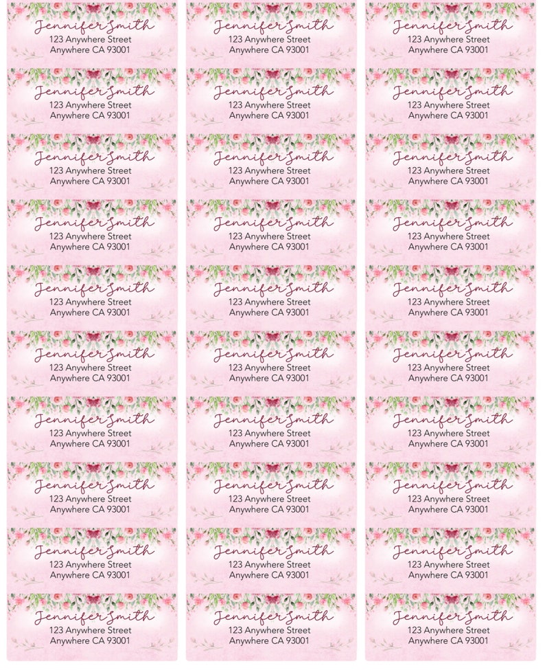 Pink Roses Return Address Labels Pink Roaes Address Label - Etsy