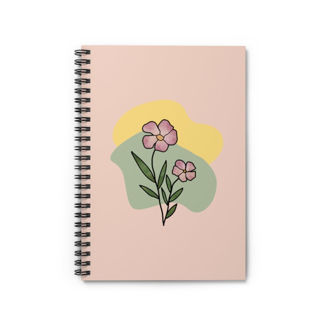 Pink Watercolor Hand-drawn Flowers Spiral Notebook for Girls - Etsy