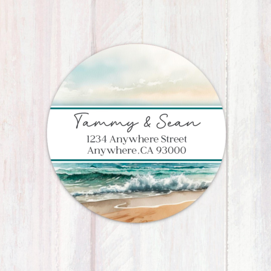 Ocean Waves Personalized Return Address Labels - Crashing Beach Waves ...
