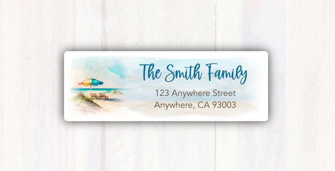 Personalized Watercolor Beach Scene Return Address Labels - Summer ...