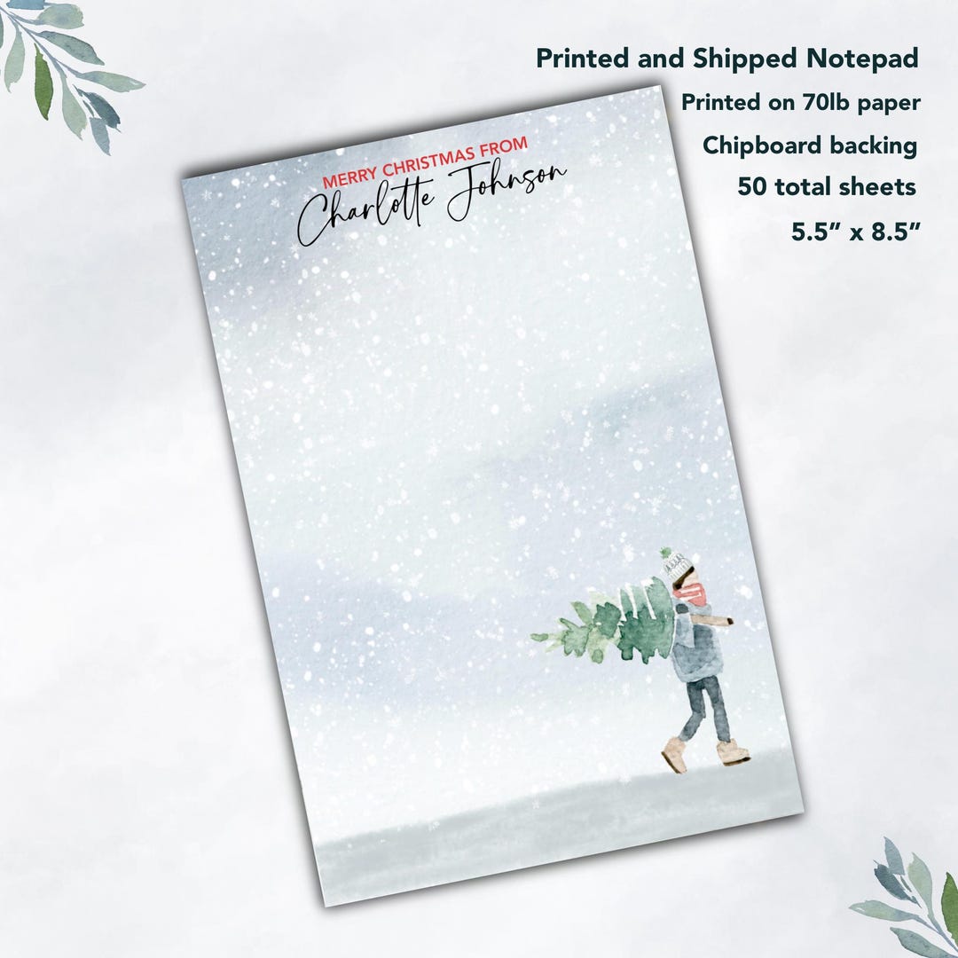 Personalized Christmas Notepad - Christmas Stationery Gift - Custom ...