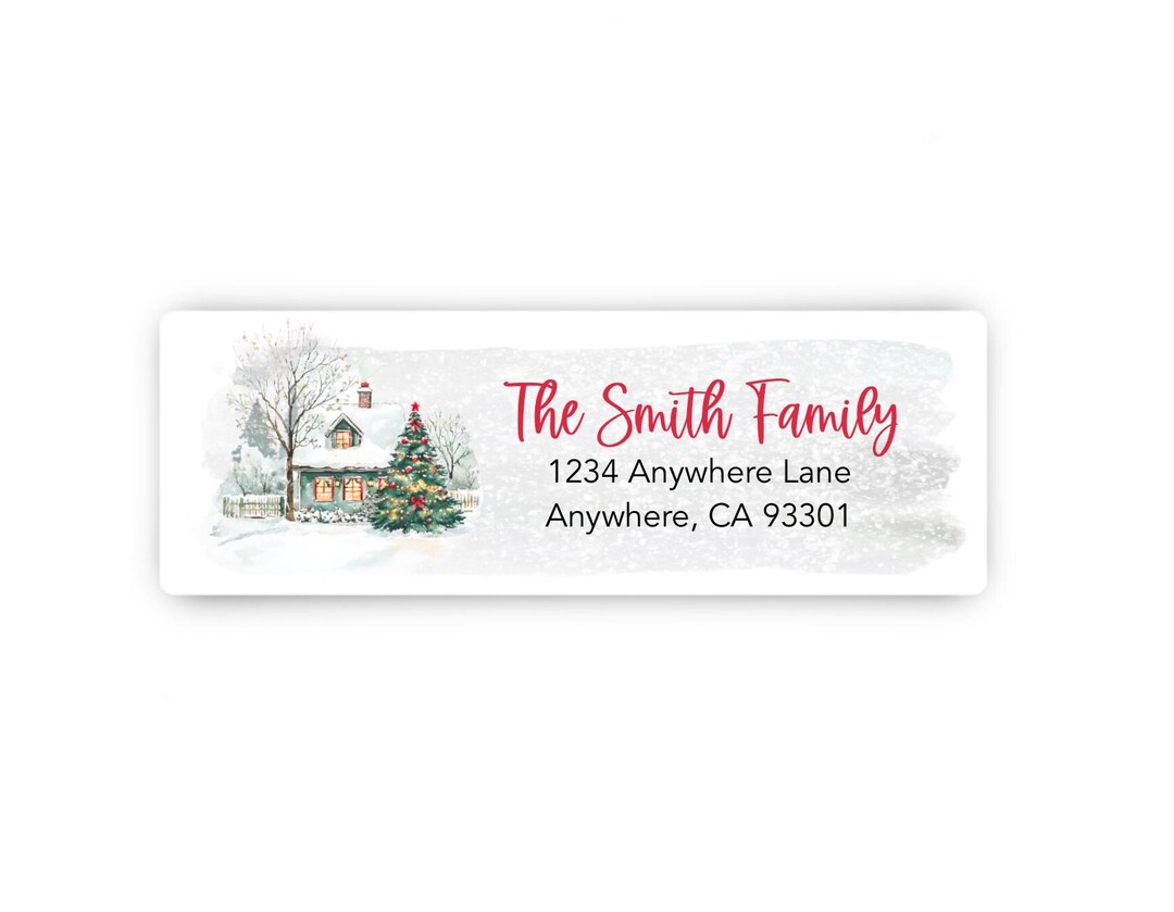 Return Address Labels Christmas Winter Cottage - Personalized Christmas ...