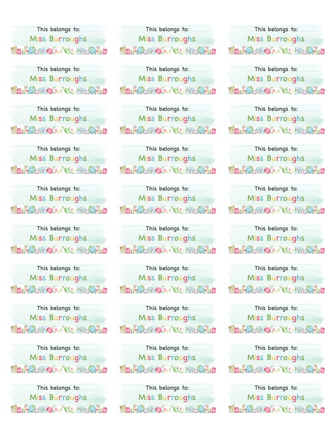 Teacher Book Labels Teacher Gifts Teacher Name Stickers - Etsy