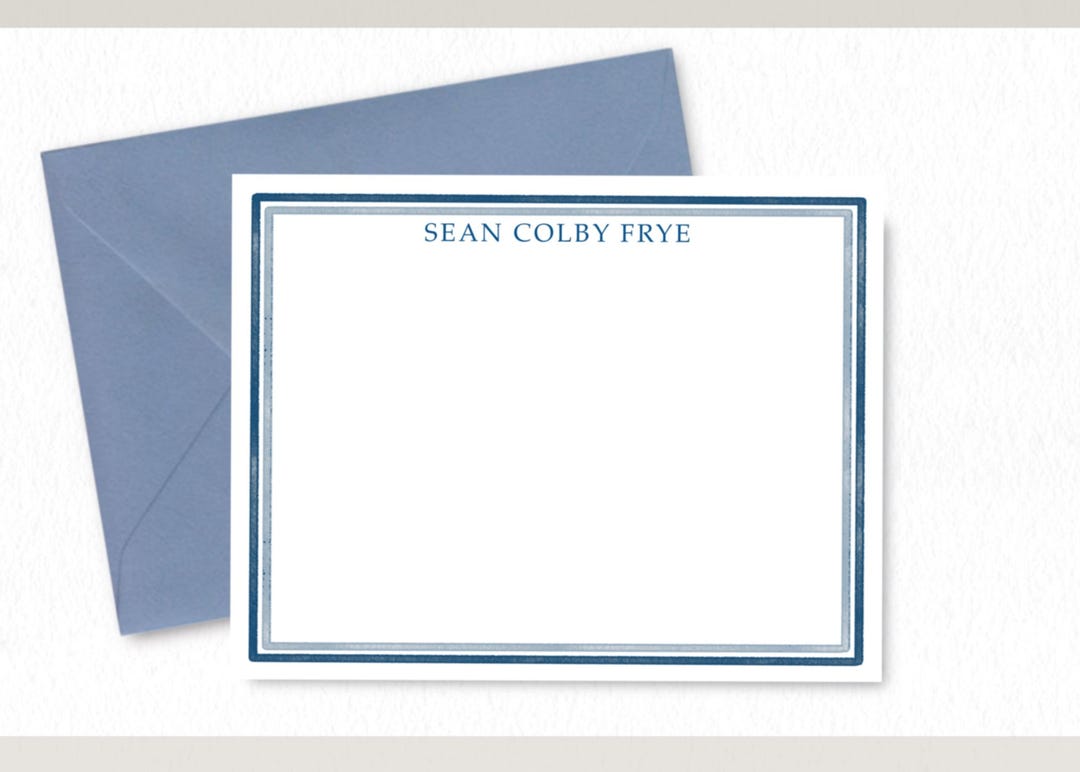 Personalized Watercolor Border Notecards – Custom A2 Flat Stationery ...