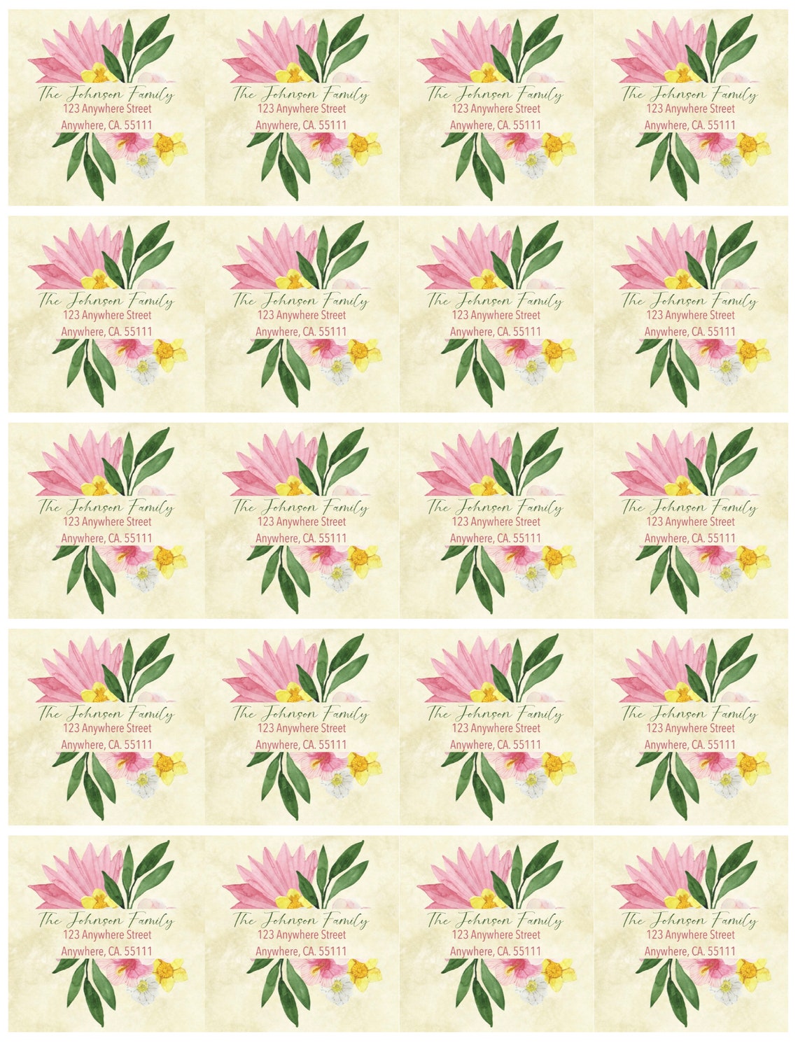 Watercolor Tropical Flowers Return Address Labels Tropical - Etsy