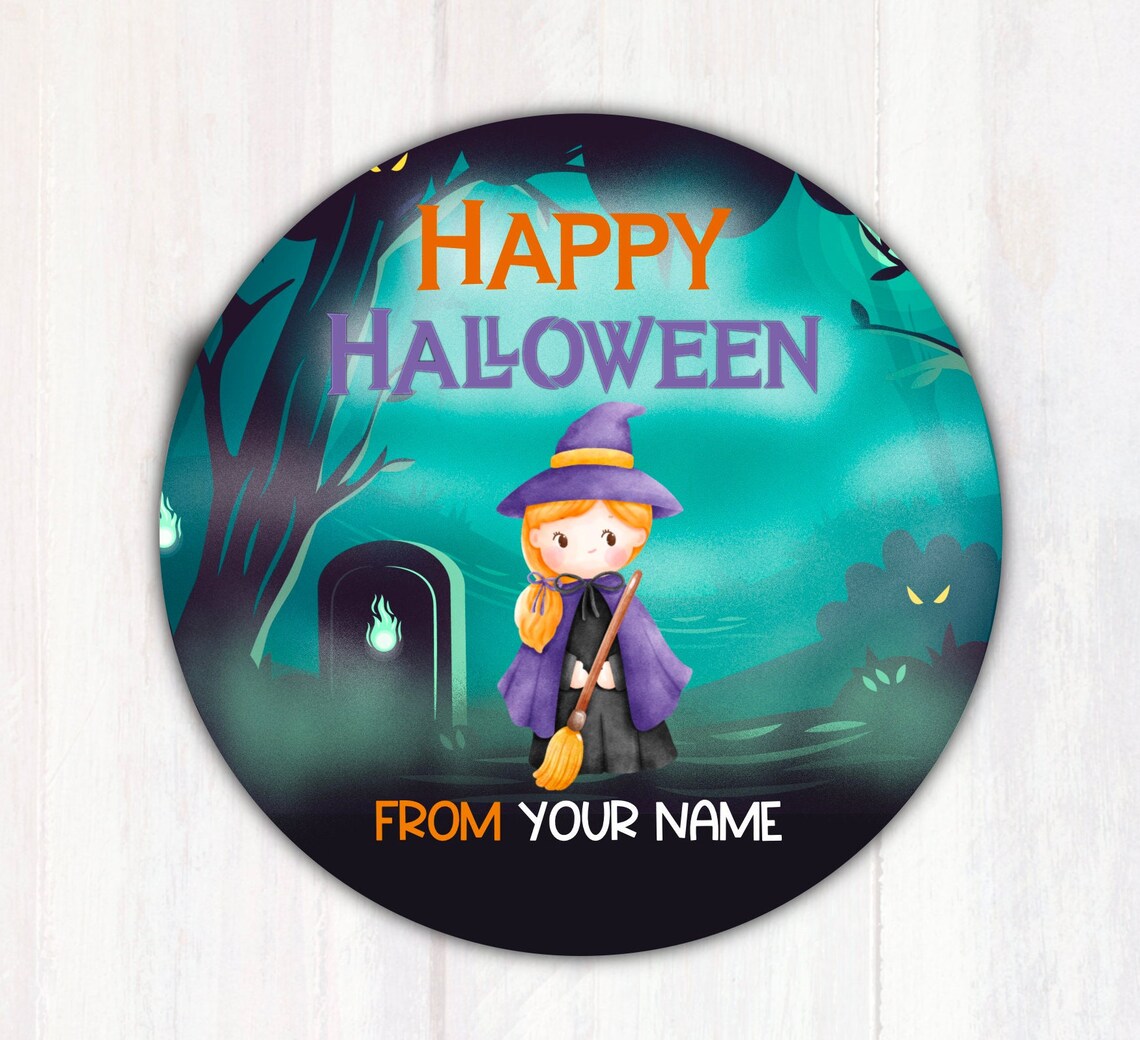Halloween Cute Witch Treat Bag Labels Happy Halloween Cute - Etsy