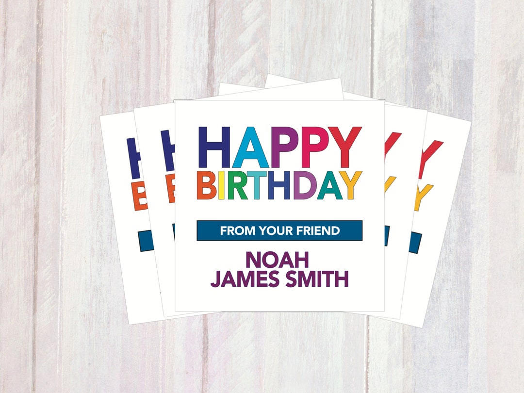 Colorful Happy Birthday Gift Stickers Personalized Birthday - Etsy