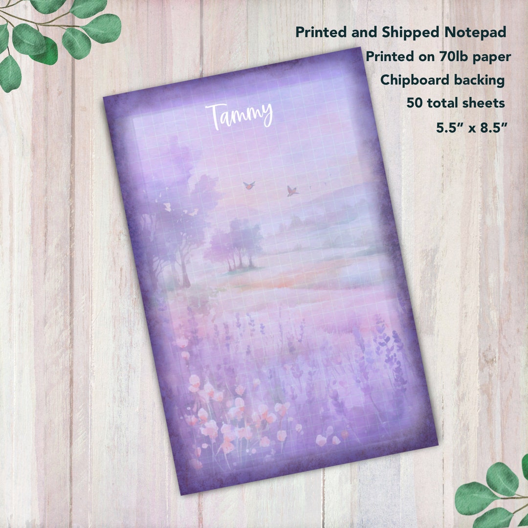 Personalized Lavender Fields Notepad - Cute Lavender Notepads - Custom ...