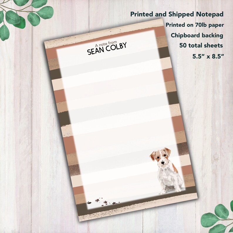 Personalized Dog Jack Russell Terrier Notepad Stationery - Custom Dog ...