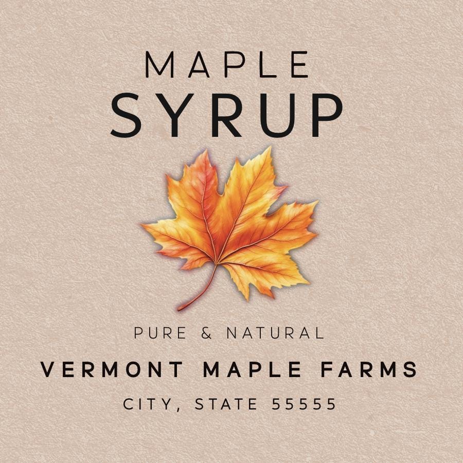 PRINTED: Personalized Maple Syrup Labels | Custom Farm Syrup 2x2 Square ...