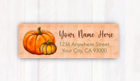 Pumpkin Fall Address Labels Personalized Pumpkin Return - Etsy
