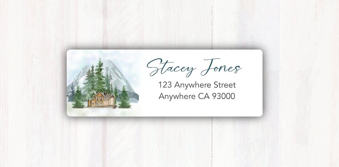 Watercolor Forest Trees Cabin Return Address Labels - Personalized ...