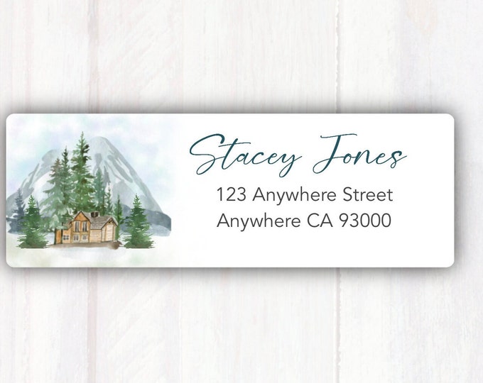 Watercolor Forest Trees Cabin Return Address Labels - Personalized ...