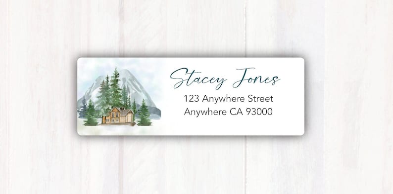 Watercolor Forest Trees Cabin Return Address Labels - Personalized ...