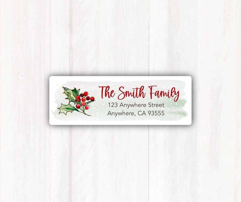 Return Address Labels Christmas Holly - Customized Christmas Address ...