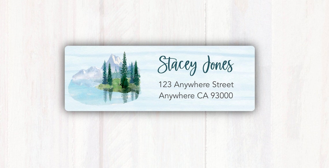 Watercolor Mountain Landscape Return Address Labels - Personalized ...