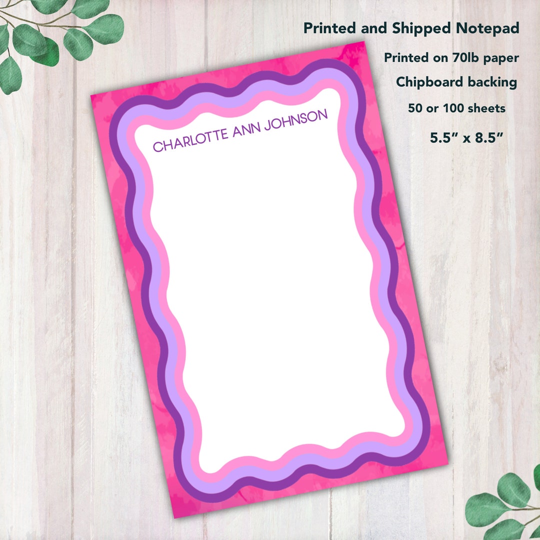 Personalized Notepad - Pink Note Pad for Kids - Customized Stationery ...