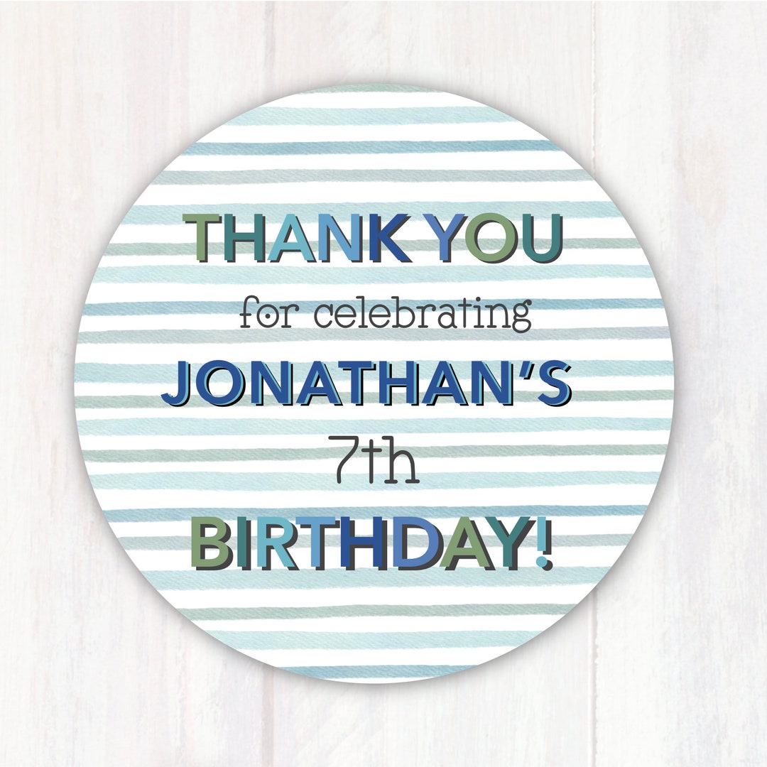 Thank You Birthday Stickers, Printed, Happy Birthday Labels ...