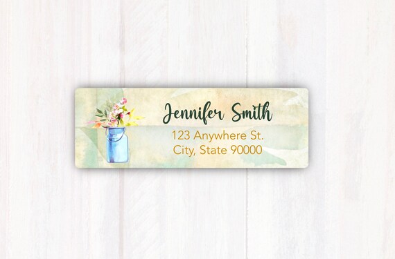 Watercolor Flowers Return Address Labels Personalized Flower - Etsy
