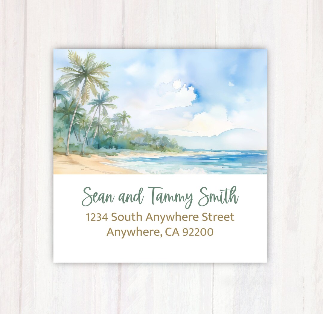 Beach Address Label - Beach Return Address Labels Personalized - Beach ...