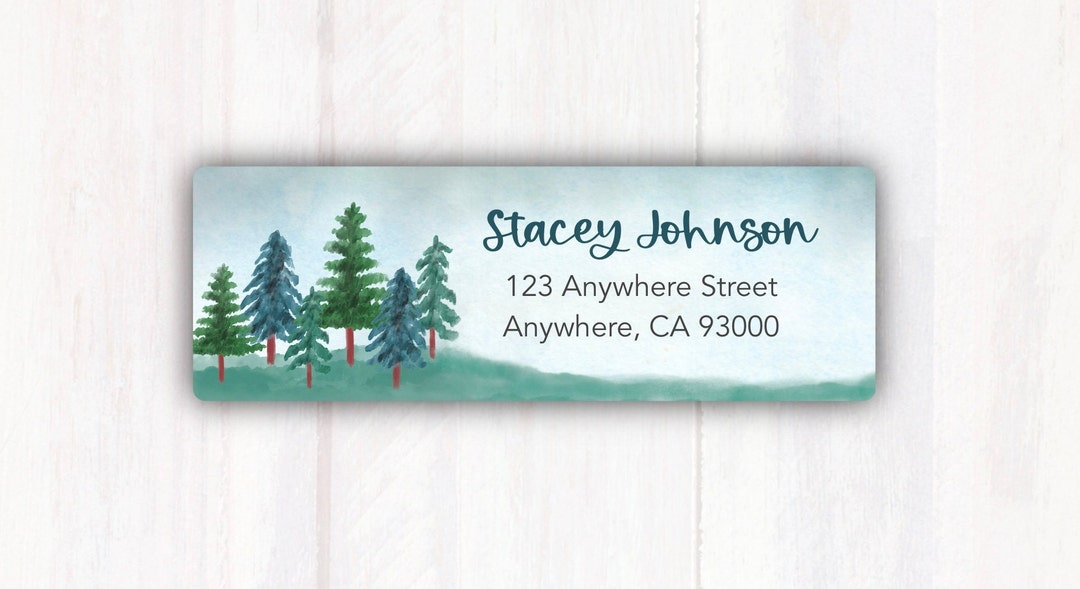 Return Address Labels Watercolor Green Trees - Return Address Labels ...