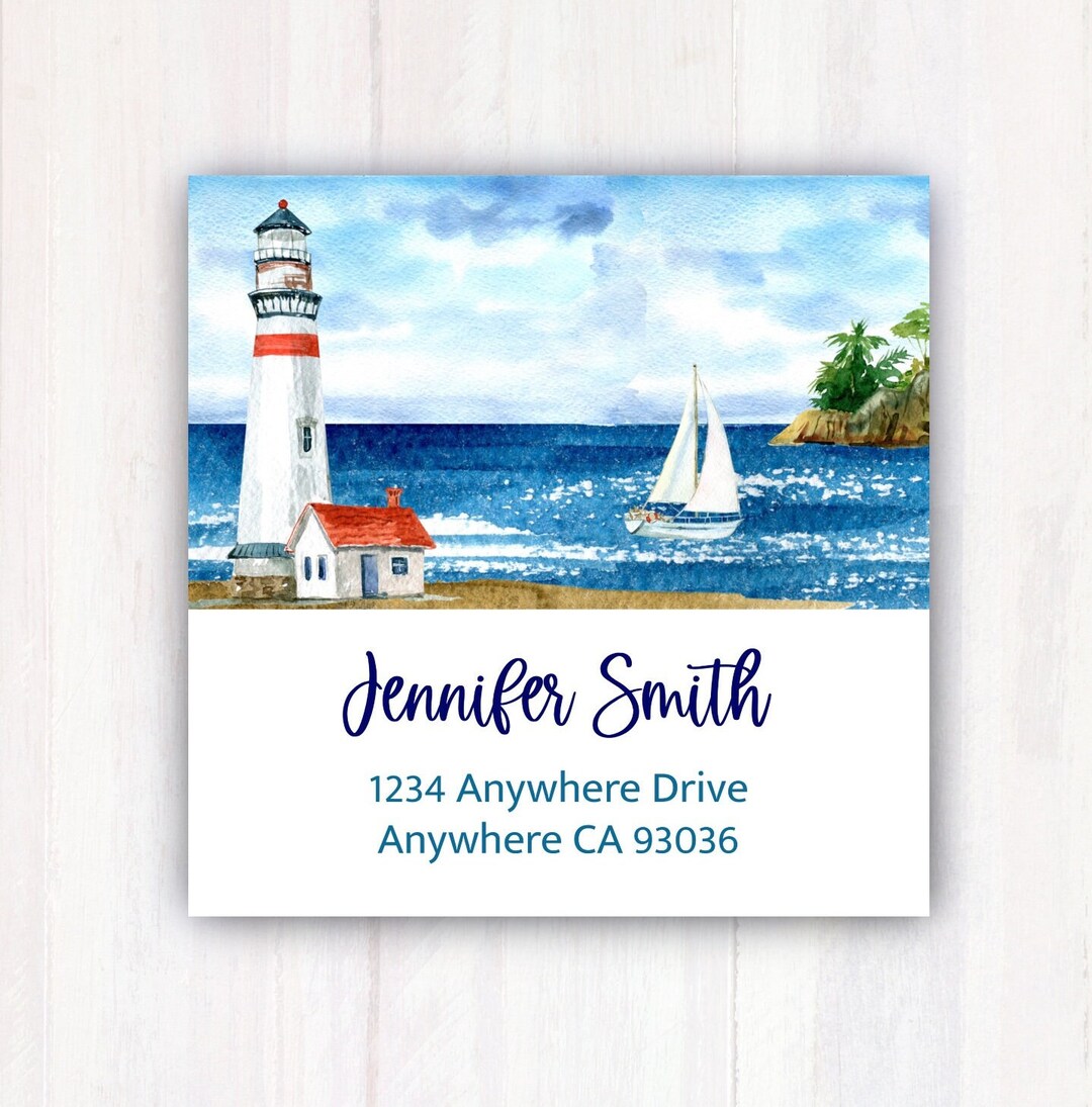 Lighthouse Return Address Labels - Personalized Lighthouse Ocean ...
