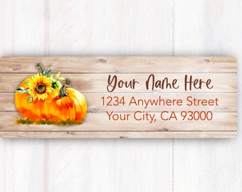 Personalized Pumpkin Fall Return Address Labels Fall Thanksgiving ...