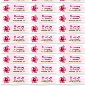 Tropical Flower Return Address Labels - Personalized Address Labels ...