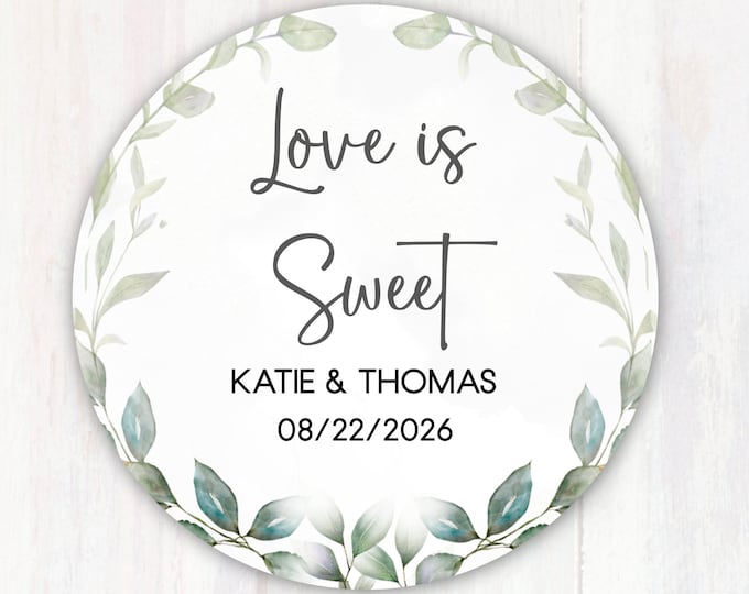 Love is Sweet Labels,greenery Wedding Favor Stickers,personalized ...