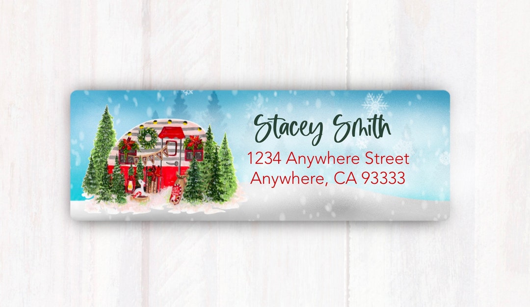Christmas Decorated Camper Return Address Labels - Customized Holiday ...