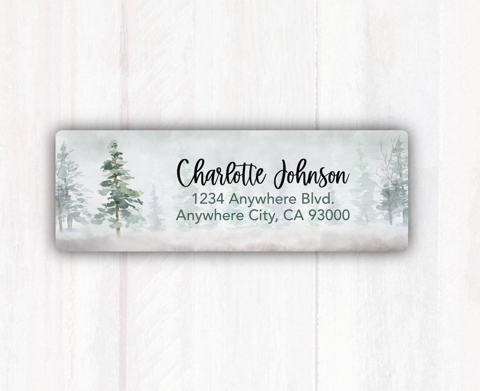 Watercolor Pine Trees Return Address Labels - Personalized Watercolor ...