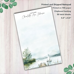 Watercolor Lake Personalized Notepad - Stationery Gift - Custom Lake ...