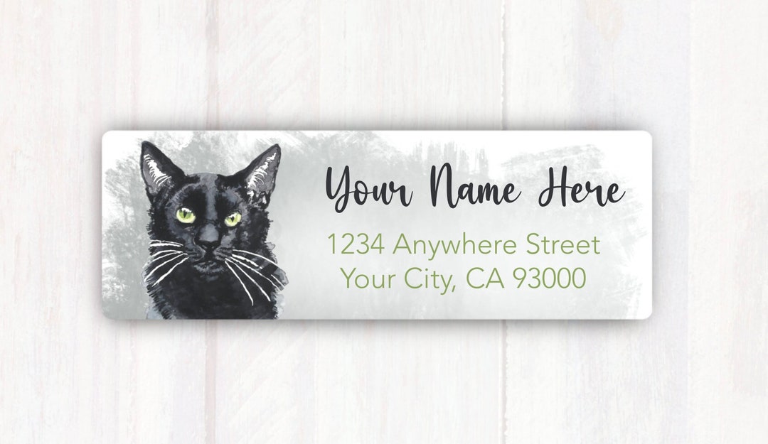 Cat Address Labels- Personalized Black Cat Return Address Labels ...