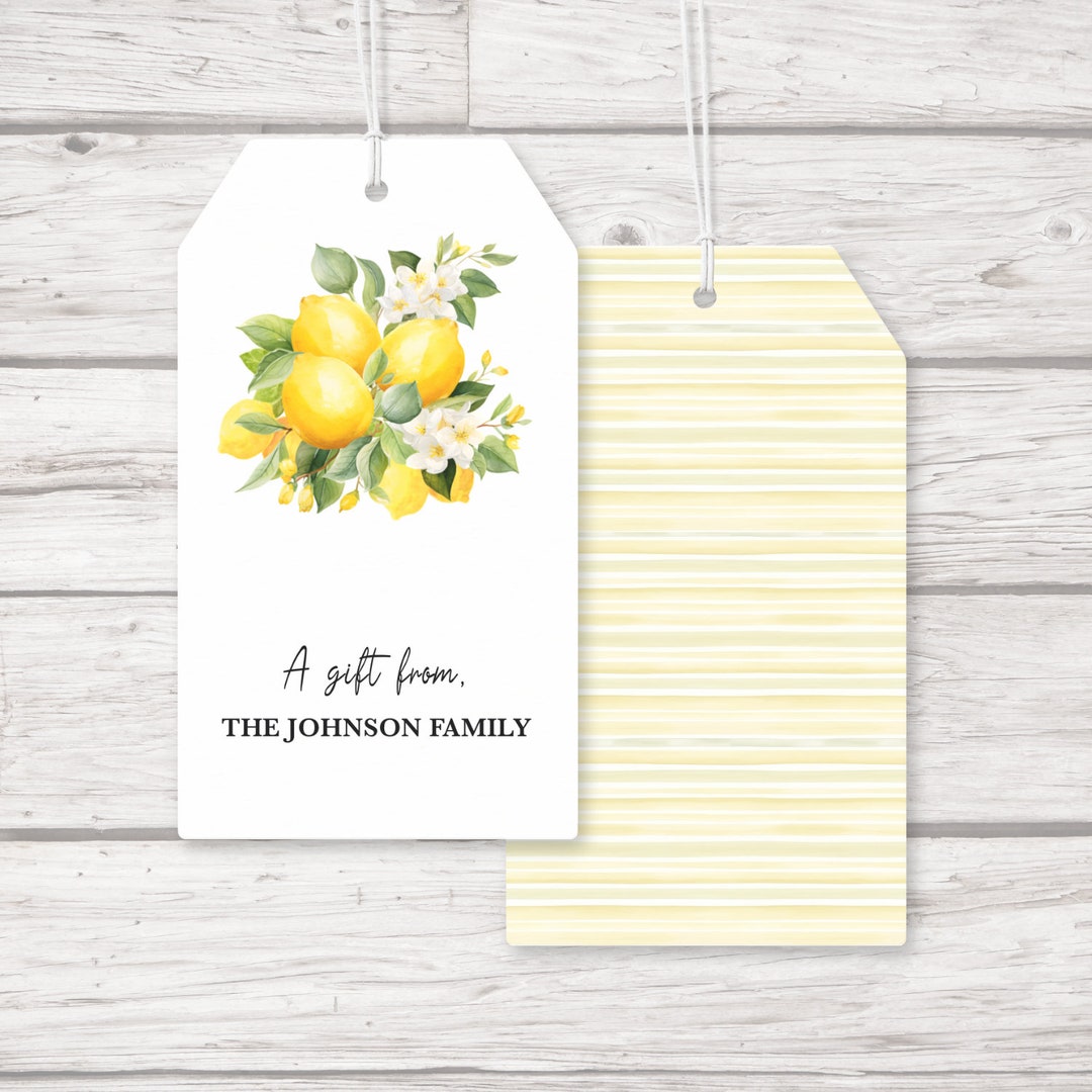 Printed Lemon Gift Tags - Personalized Gift Tags Lemons Design - Custom ...