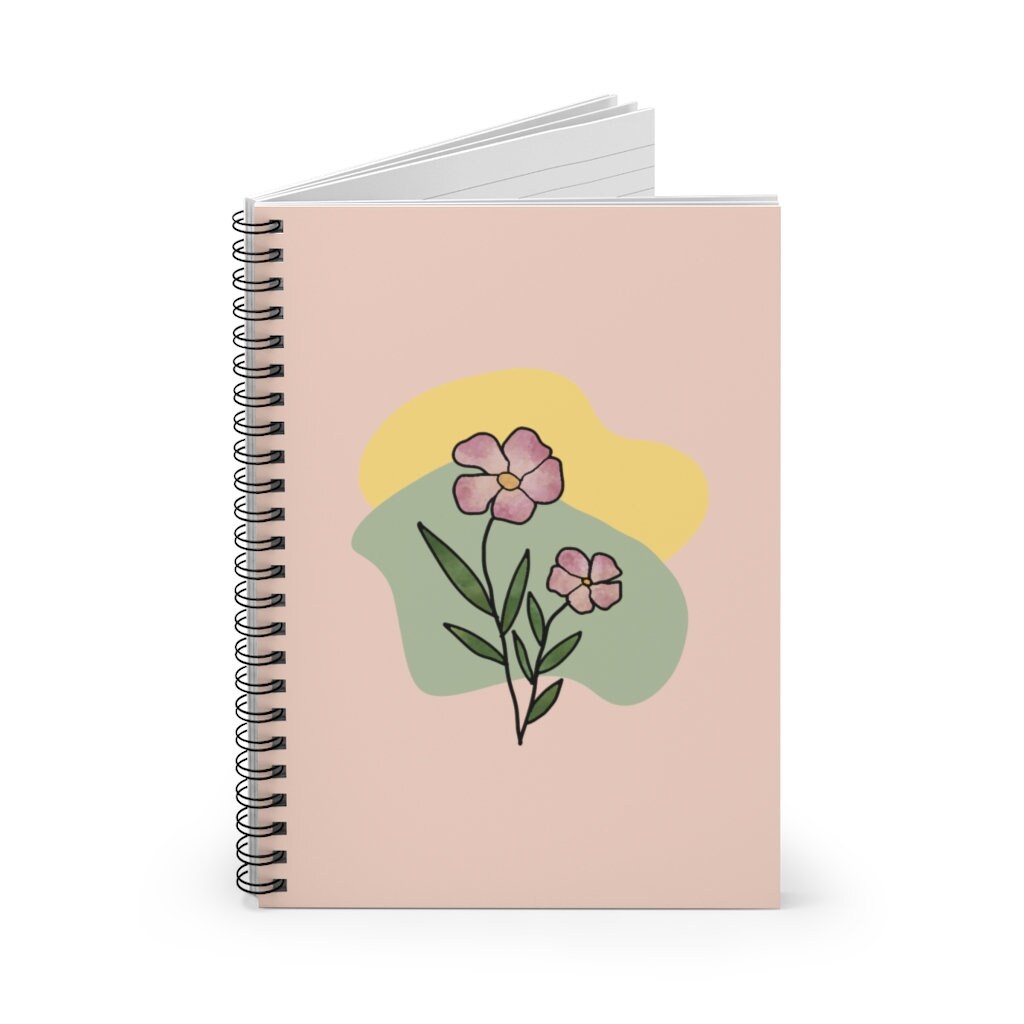 Pink Watercolor Hand-drawn Flowers Spiral Notebook for Girls | Etsy