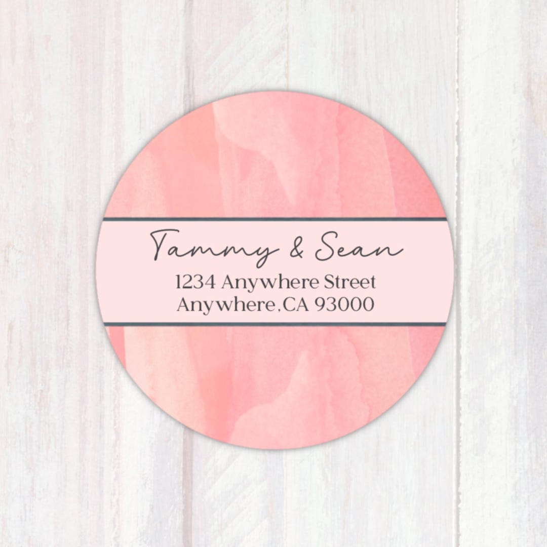 Circle Return Address Labels - Personalized Round Address Labels - Pink ...