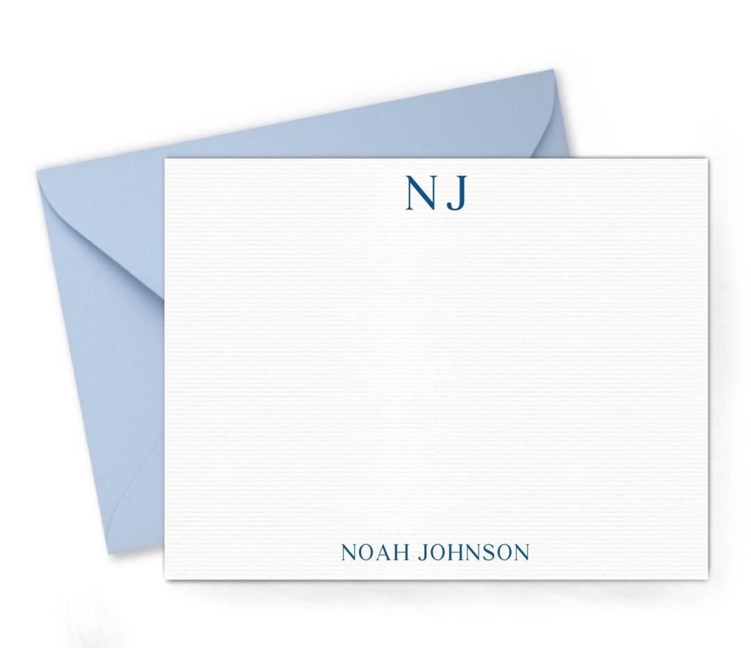 Monogram Note Cards for Men - Personalized Men’s Stationary With ...
