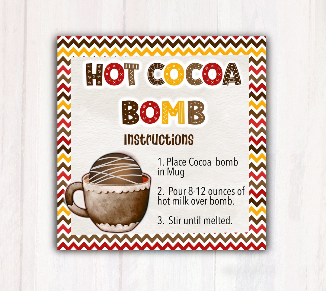 Hot Cocoa Bomb Labels Hot Cocoa Bomb Stickers Instructions Chevron ...