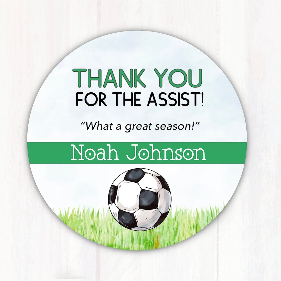 Thank You Soccer Themed Stickers, Printed, Soccer Labels, Personalized ...